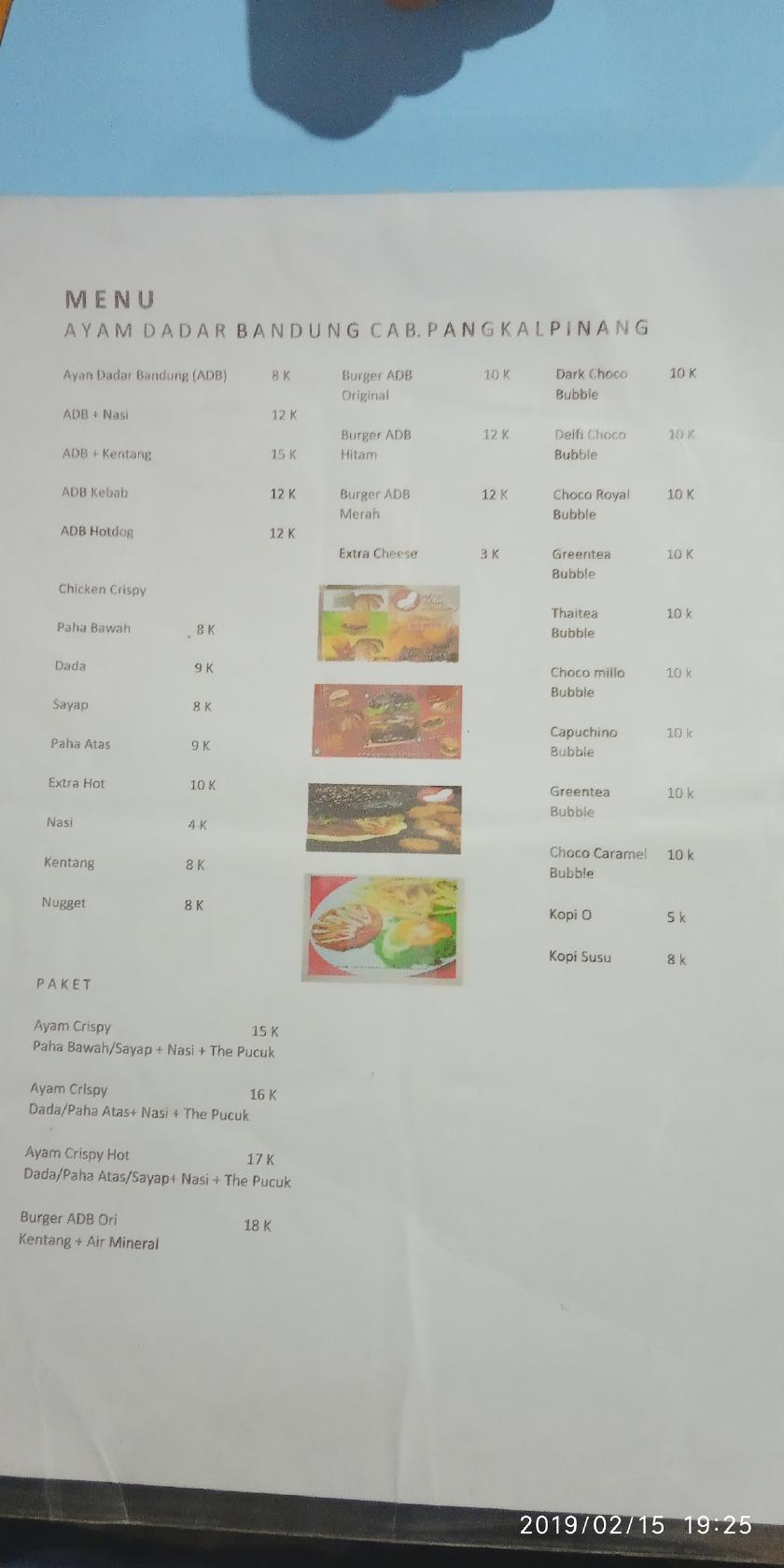 Menu at Waroeng Boenda Aneka Kuliner cafe, Pangkal Pinang