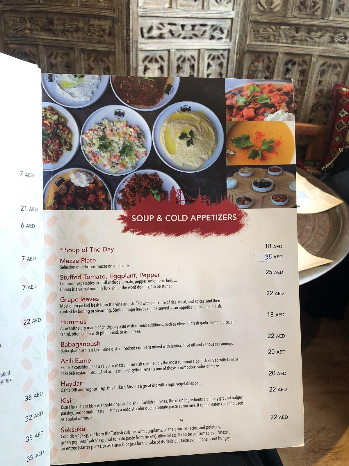 Carta de Gunaydin Gourmet Bakery & Cafe, Abu Dabi