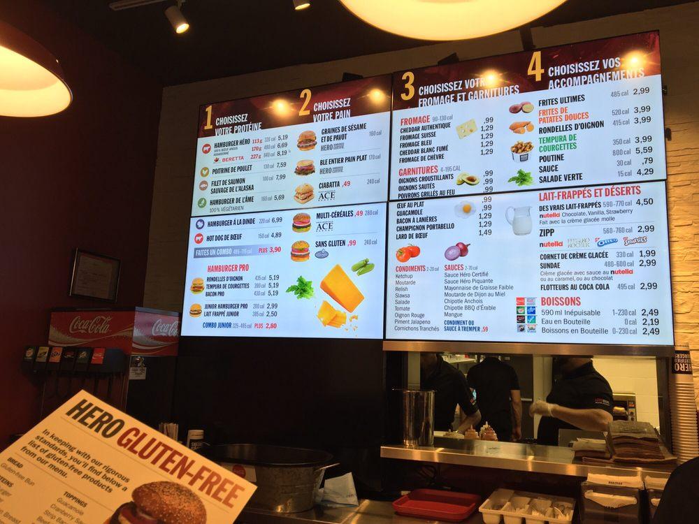 Carta del restaurante Hero Certified Burgers, Montréal