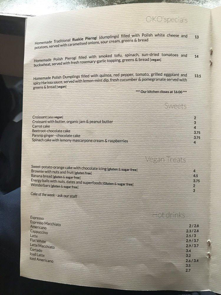 Carta de OKO Café, Amsterdam