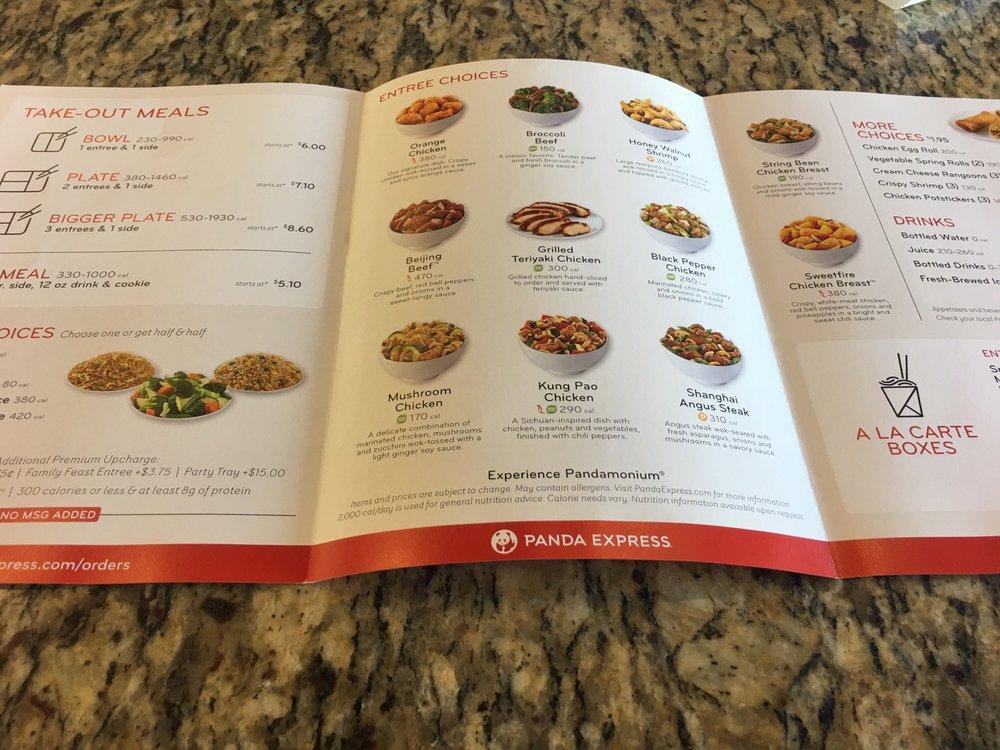Menu at Panda Express fast food, Lee's Summit, NW Chipman Rd