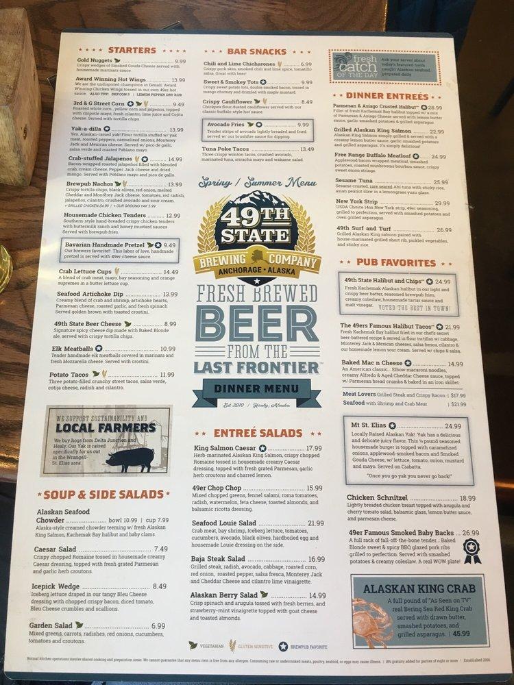 Menu at 49th State Brewing - Anchorage steakhouse, Anchorage