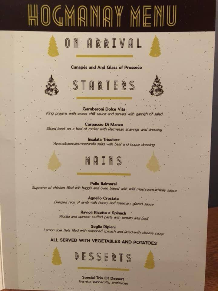 Menu at Bar Leo, Linlithgow