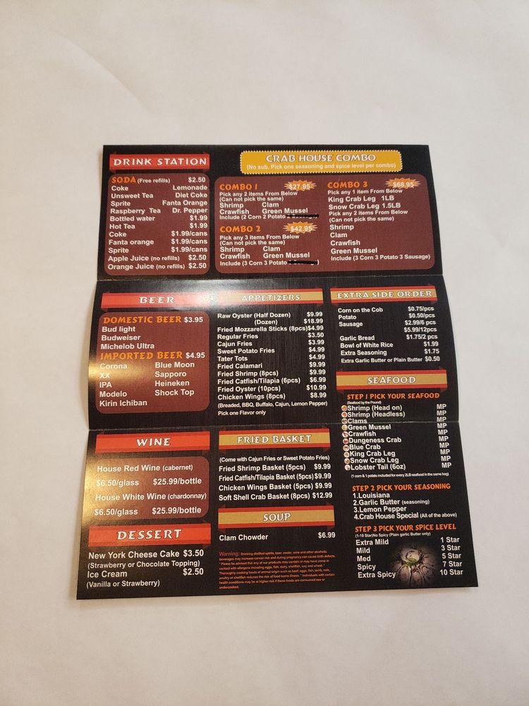 Menu at Cajun Crab House restaurant, Las Vegas