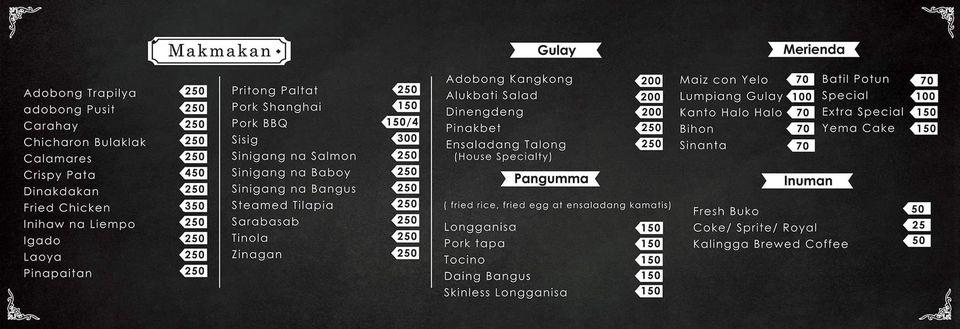 Menu at Lokal Kanan + Pasalubong restaurant, Tuguegarao City