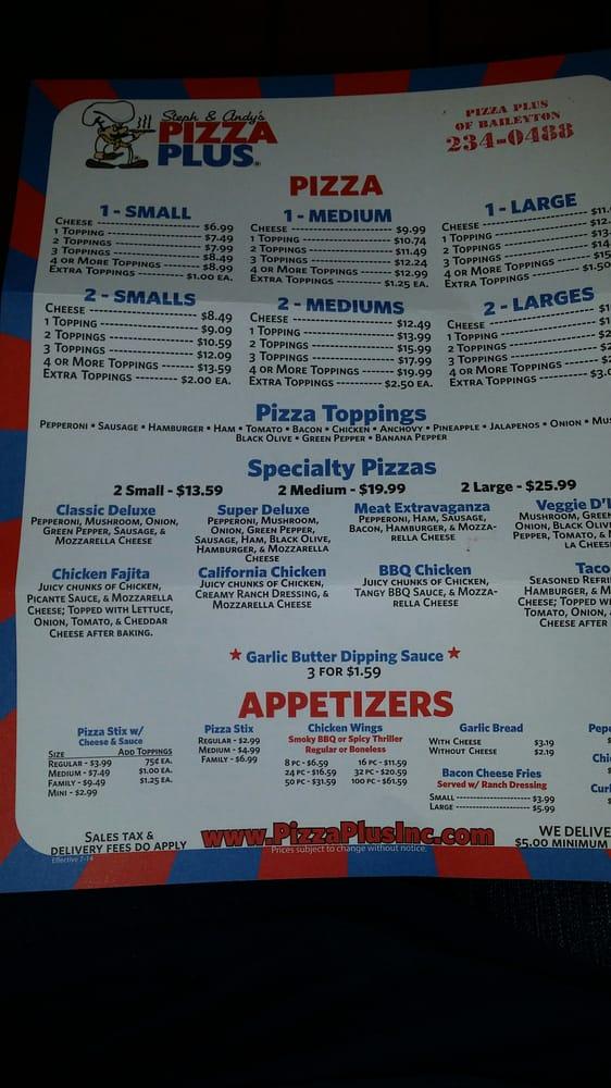 Menu at Pizza Plus pizzeria, Baileyton, 610 Van Hill Rd