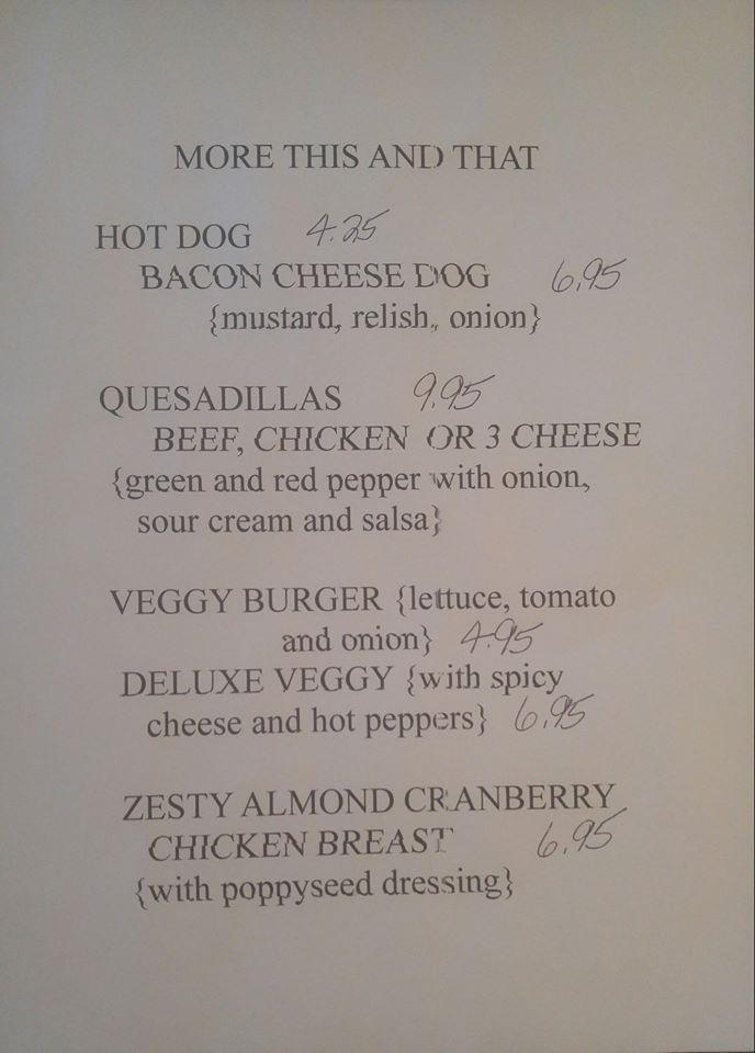 Menu at Seven Sisters Motel & Restaurant, Seven Sisters Falls