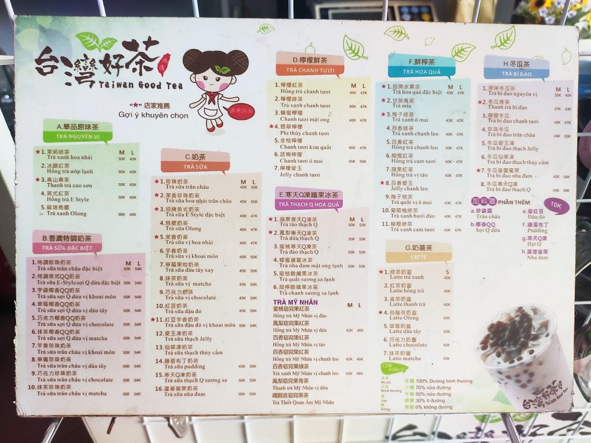 Menu at Caesar Taiwan good tea ＆Coffee cafe, Hanoi, 21 Ng. 168 Trung Kính