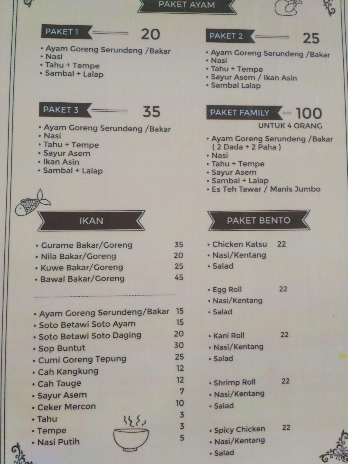 Menu at The Kitchen cafe, Jonggol