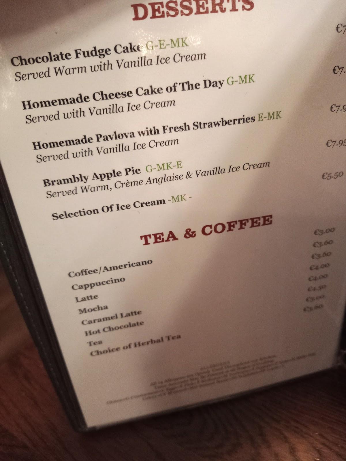 Menu at The Village Inn Pub, Celbridge
