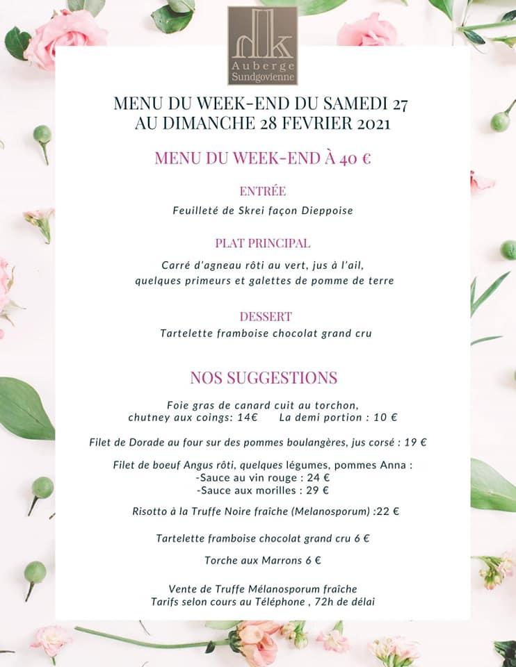 Menu au Auberge Sundgovienne restaurant, Carspach