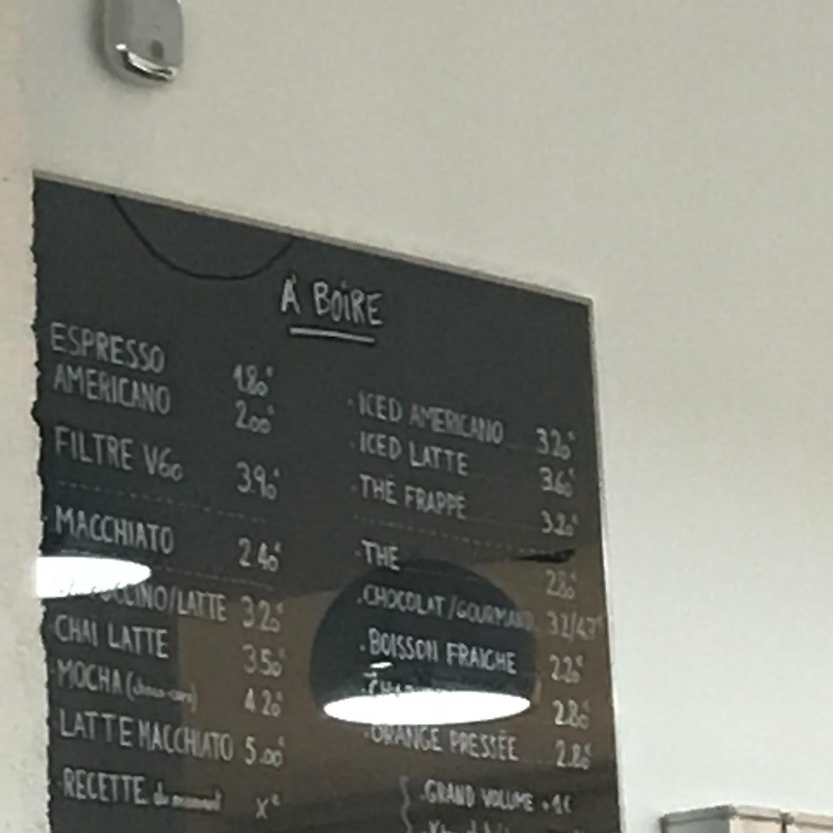 Menu at Café Cardinal, Angers