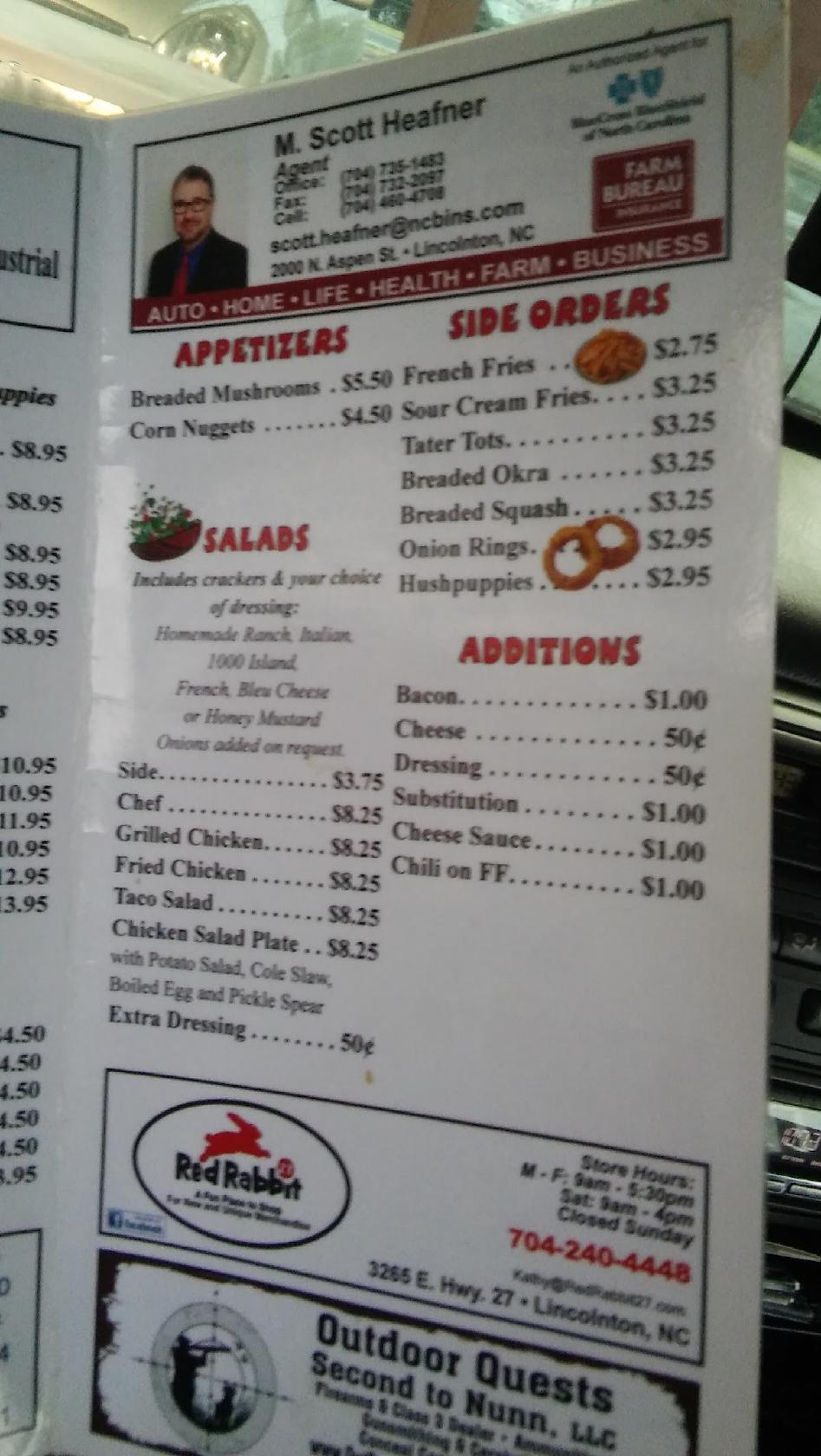 Menu at Chuckwagon Grill restaurant, Lincolnton