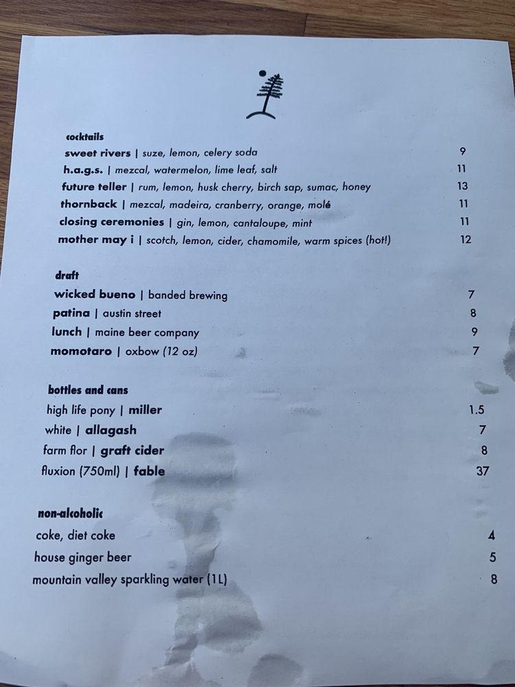 Menu at Leeward desserts, Portland