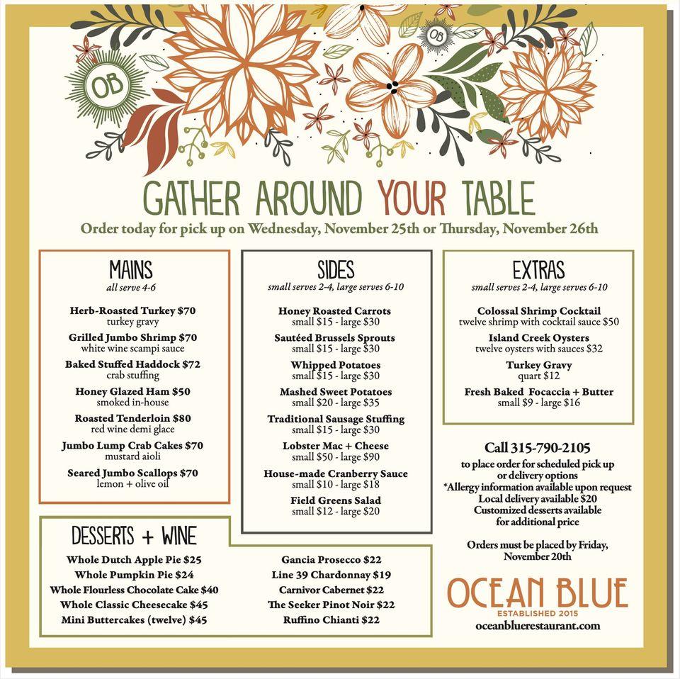 Menu at Ocean Blue Restaurant & Oyster Bar, Utica