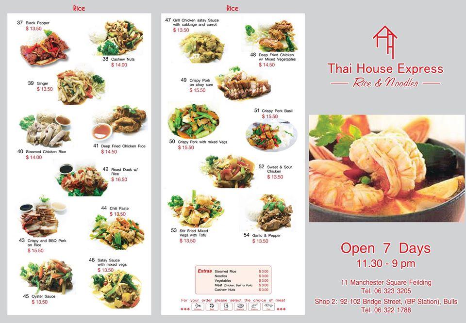 Menu at Thai House Express Feilding restaurant, Feilding