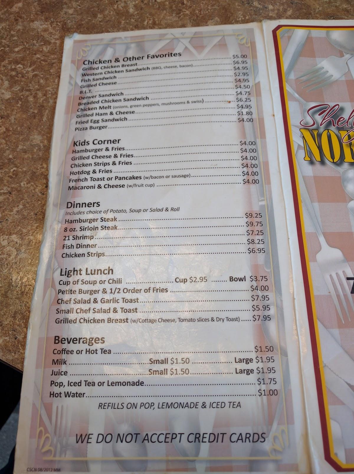 Menu at V&J's Northside Café cafe, Baldwin