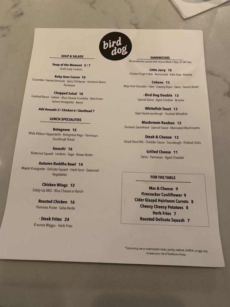 Menu at Bird Dog pub & bar, Mattawan
