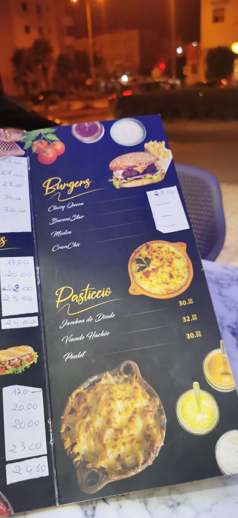 Menu au Coin délices restaurant, Temara