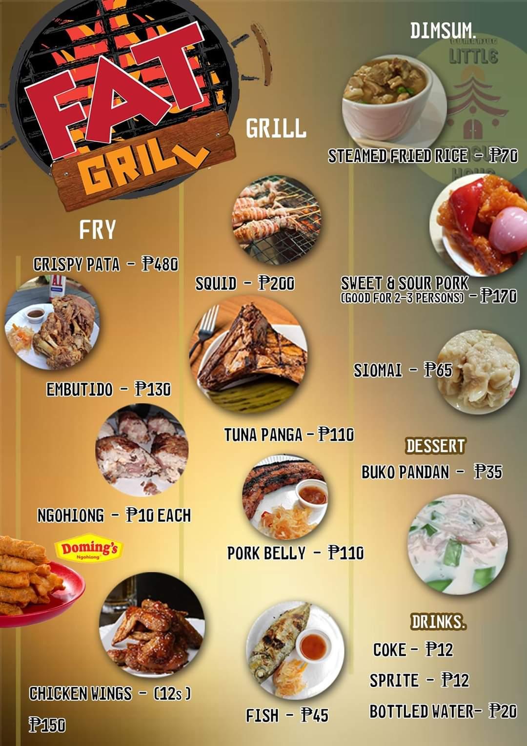 Menu at Fat Grill restaurant, Barili