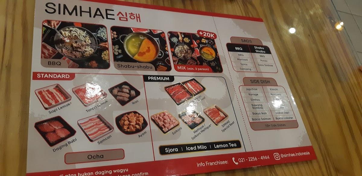 Menu at SIMHAE korean grill restaurant, Jakarta, 9