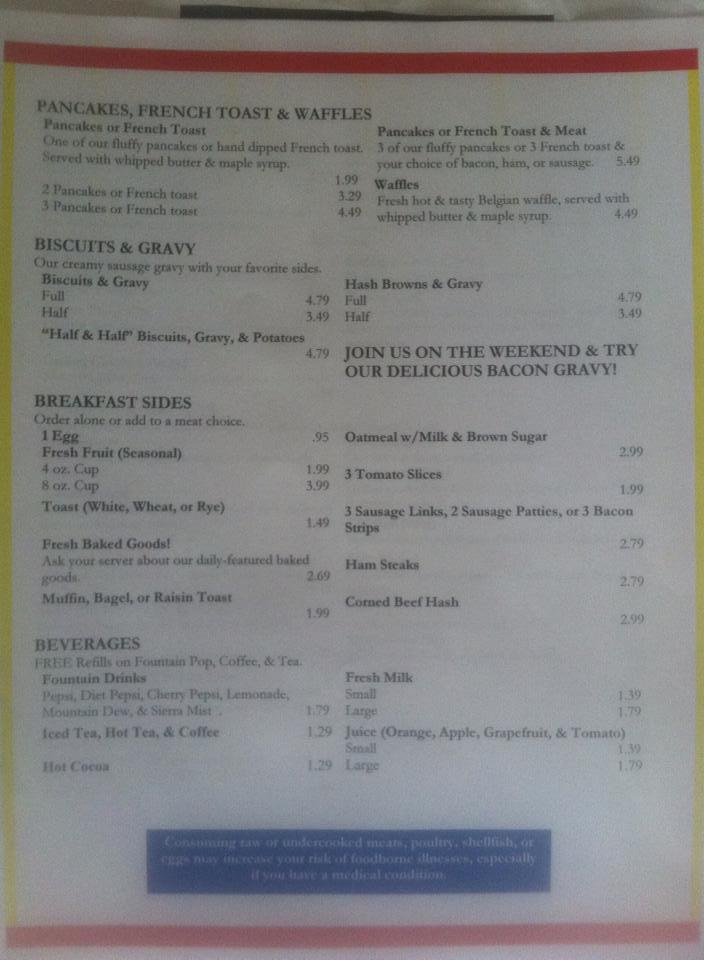 Menu at Scramble, Cassopolis