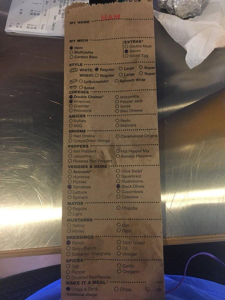 Menu at Which Wich Superior Sandwiches restaurant, San Antonio, San ...
