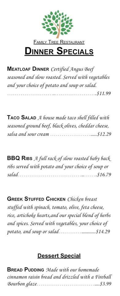 Menu at Family Tree restaurant, Buffalo, Bailey Ave
