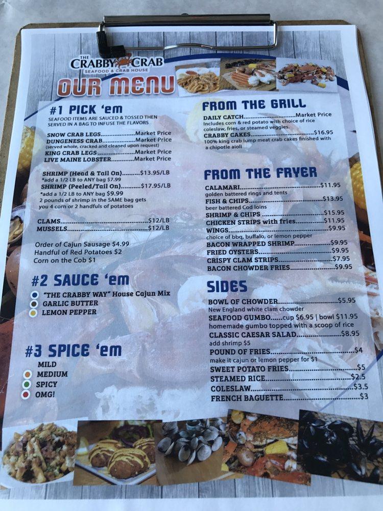 Menu at The Crabby Crab pub & bar, Los Angeles