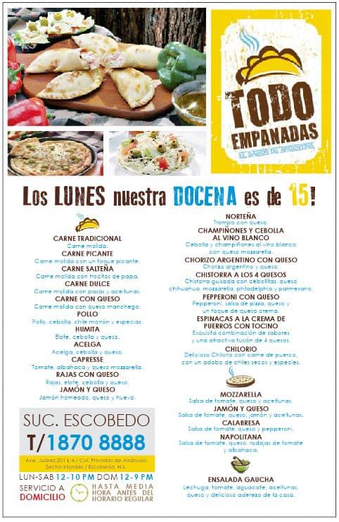 Carta del restaurante Todo Empanadas Escobedo Punto Be, Ciudad General ...