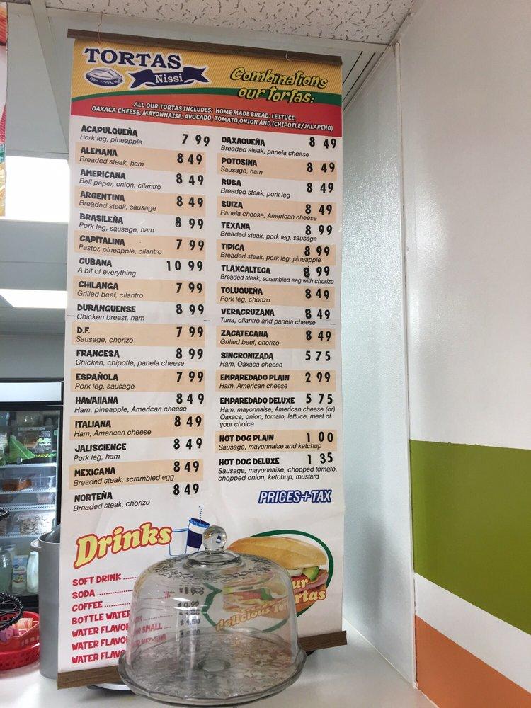 Menu at Tortas Nissi - Mexican Sandwiches restaurant, Bellmead