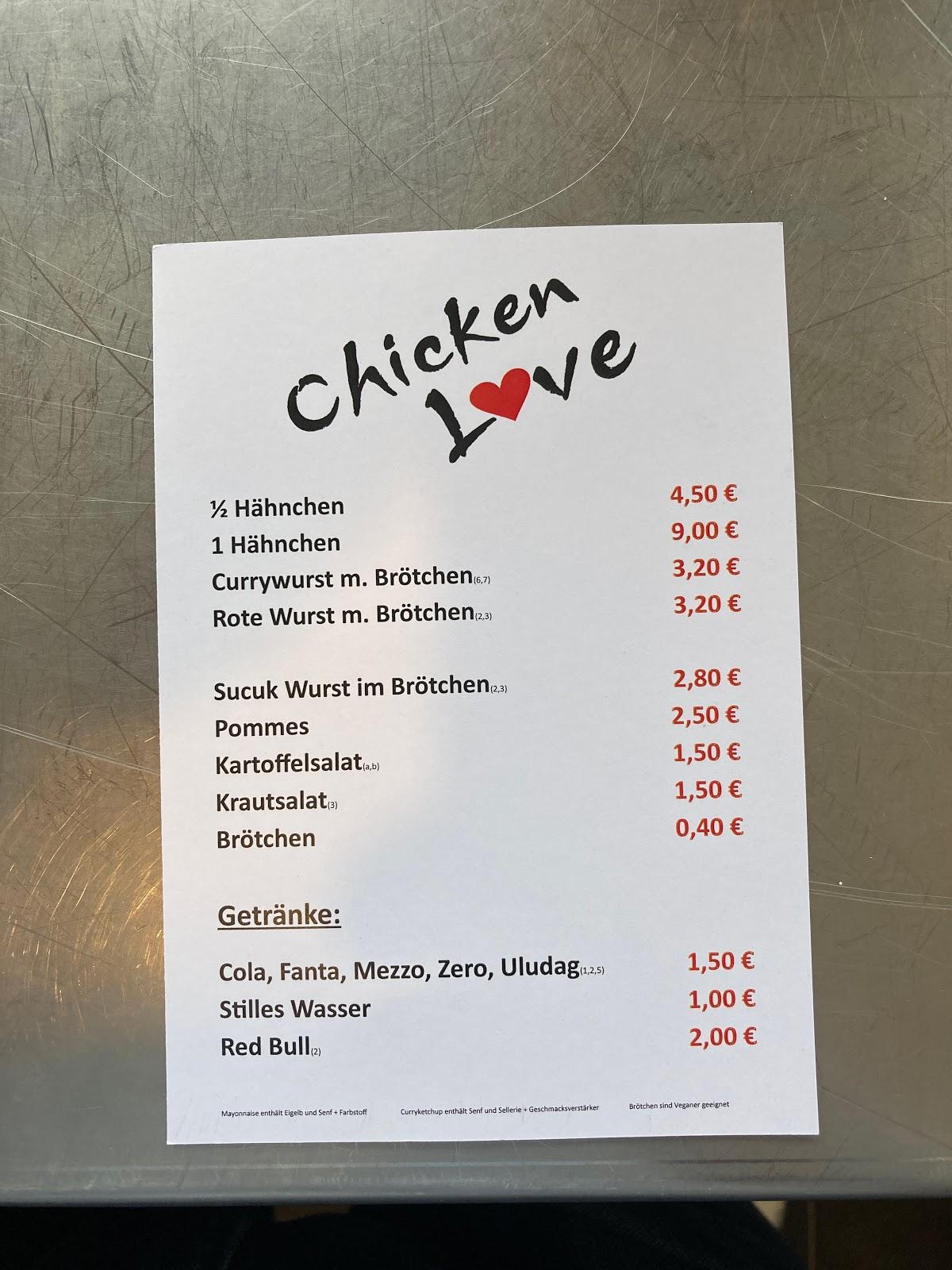 Menu at Chicken Love pub & bar, Affalterbach