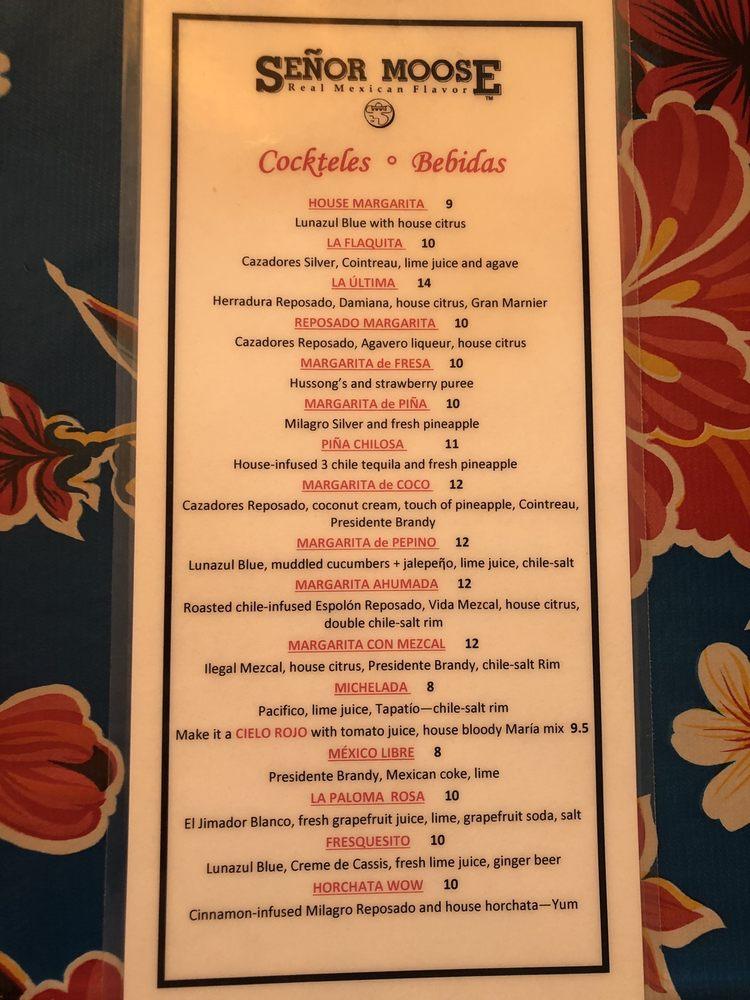 Menu at El Moose restaurant, Seattle