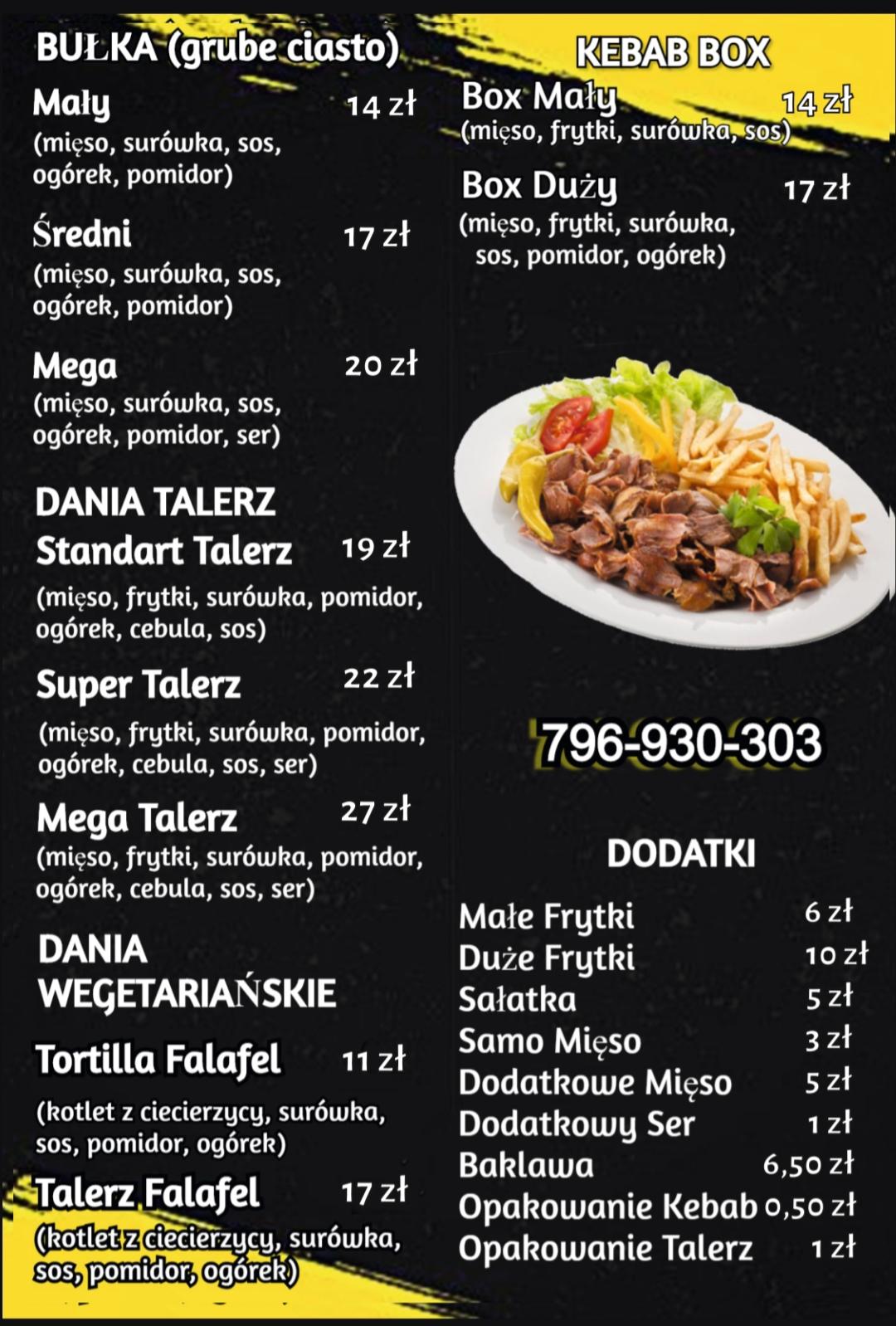 Menu at FARAH KEBAB & RESTAURANT, Wegrow