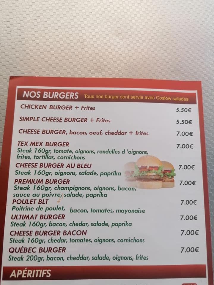 Menu at Galatasaray fast food, Laon