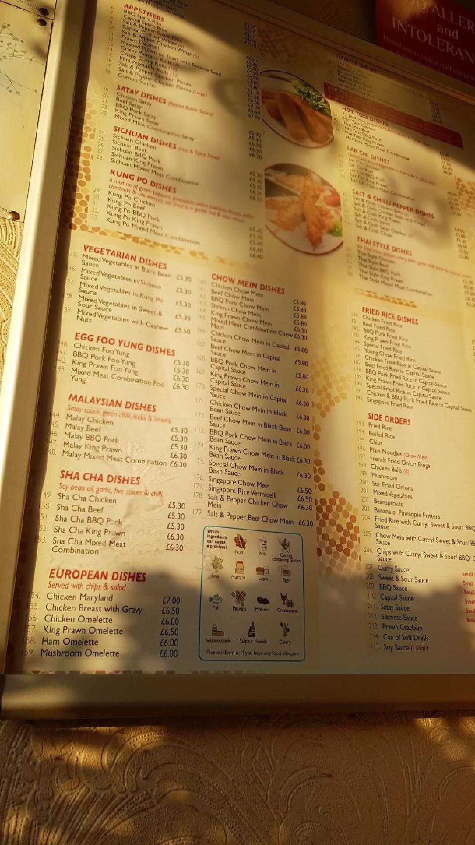 Menu at The Golden River Take-Away fast food, Fort William
