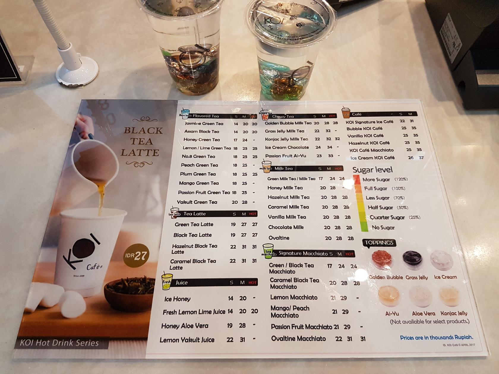 Menu at KOI Café, Jakarta, Mal Taman Anggrek
