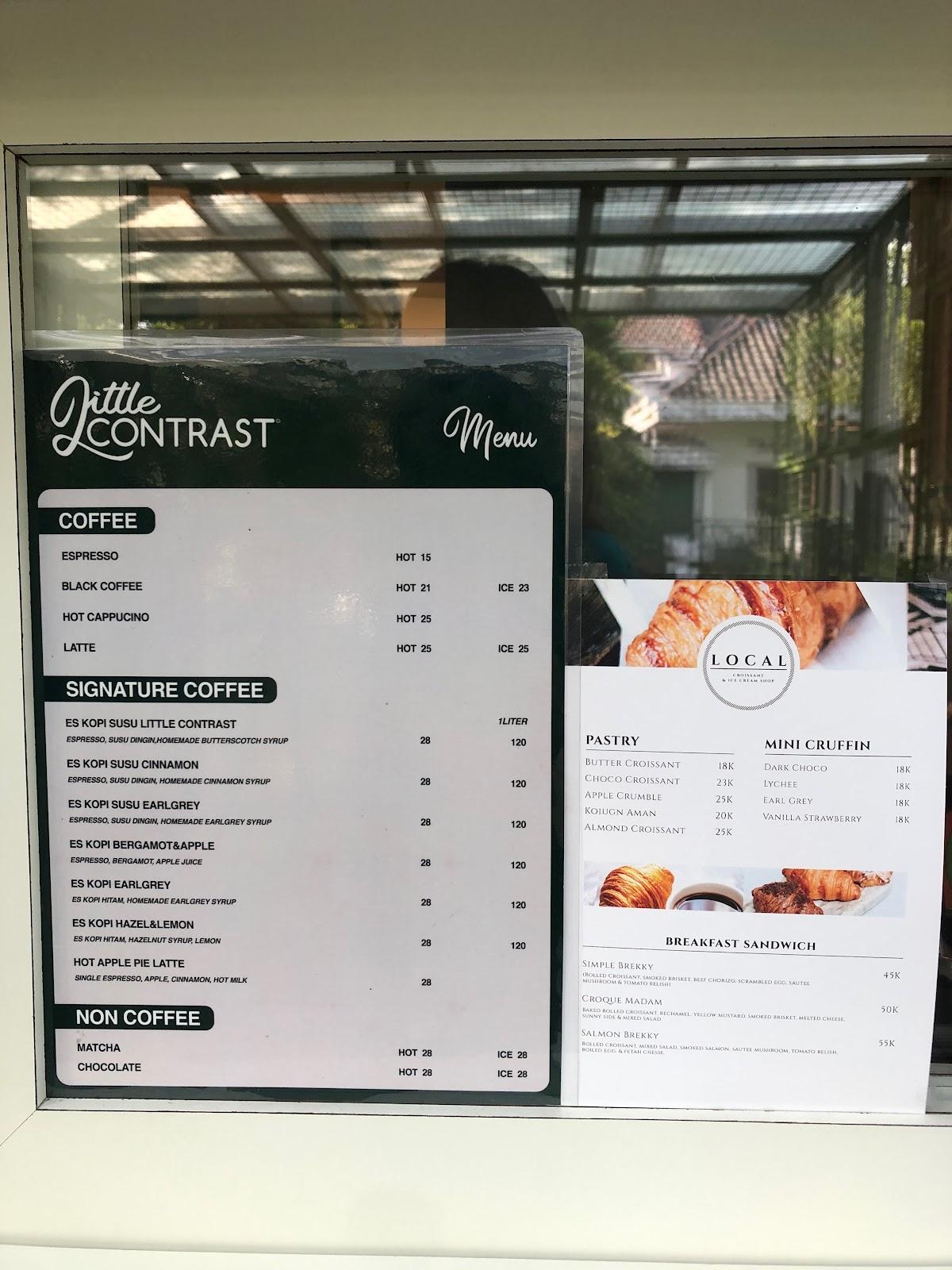 Menu at Little contrast, Bandung