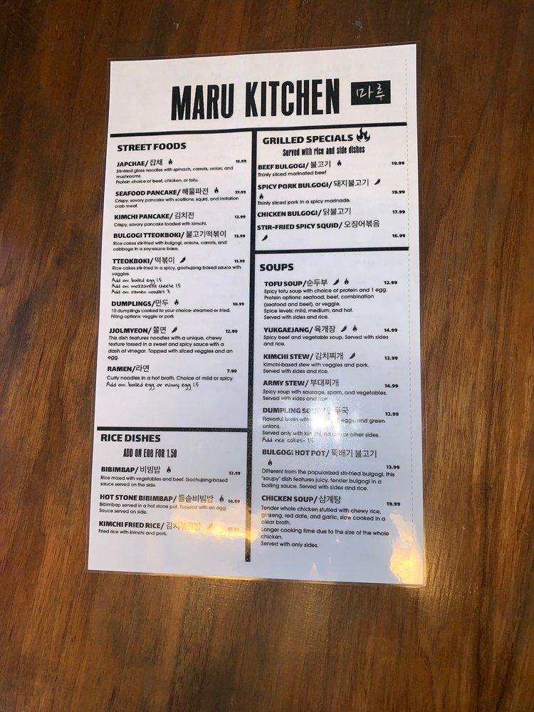Menu at Maru Kitchen restaurant, Lomita