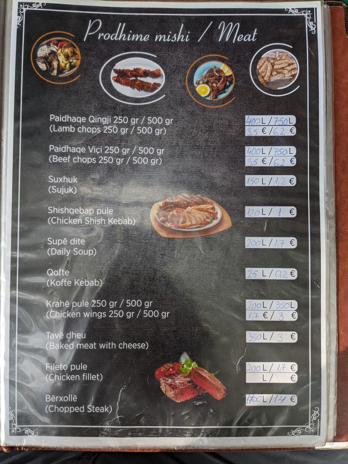 Menu at Restorant Tymi restaurant, Tirana, 8RH7+C26