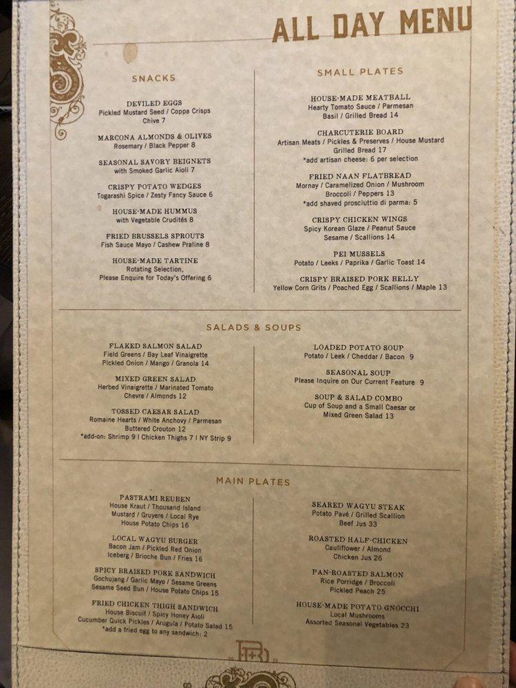 Menu at Society 1854 pub & bar, Omaha