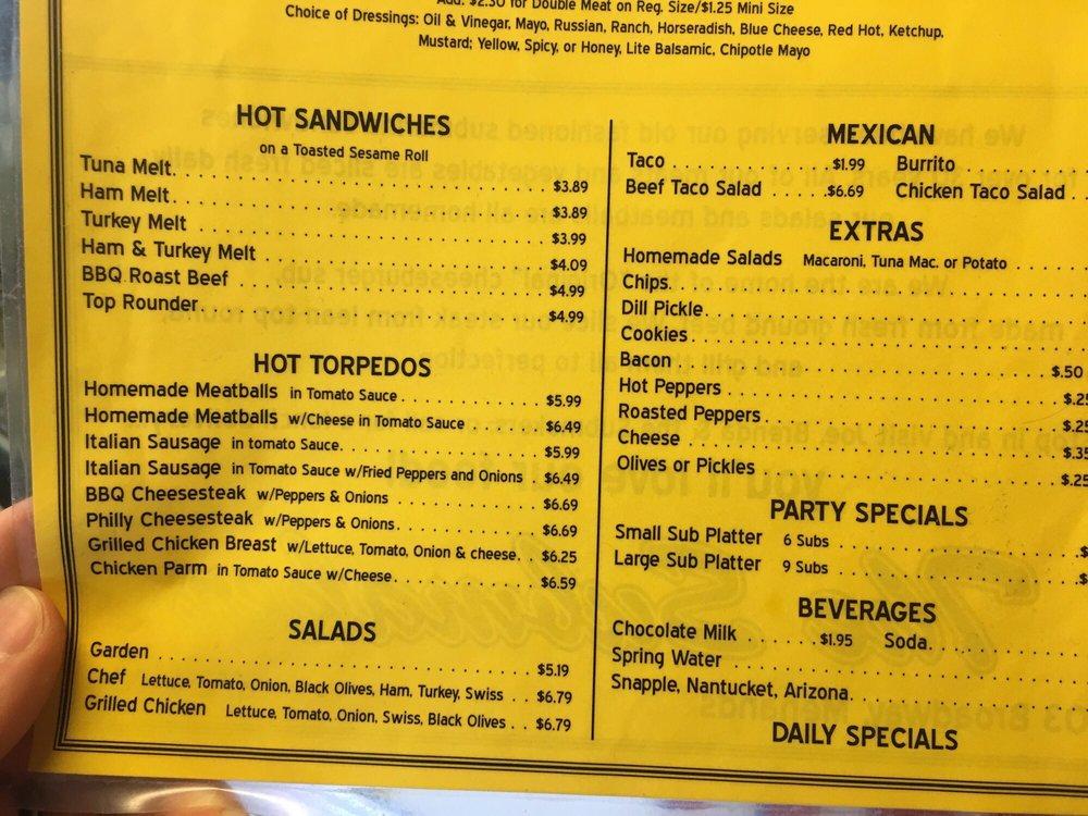 Menu at Submaker 1981 restaurant, Menands, 603 Broadway