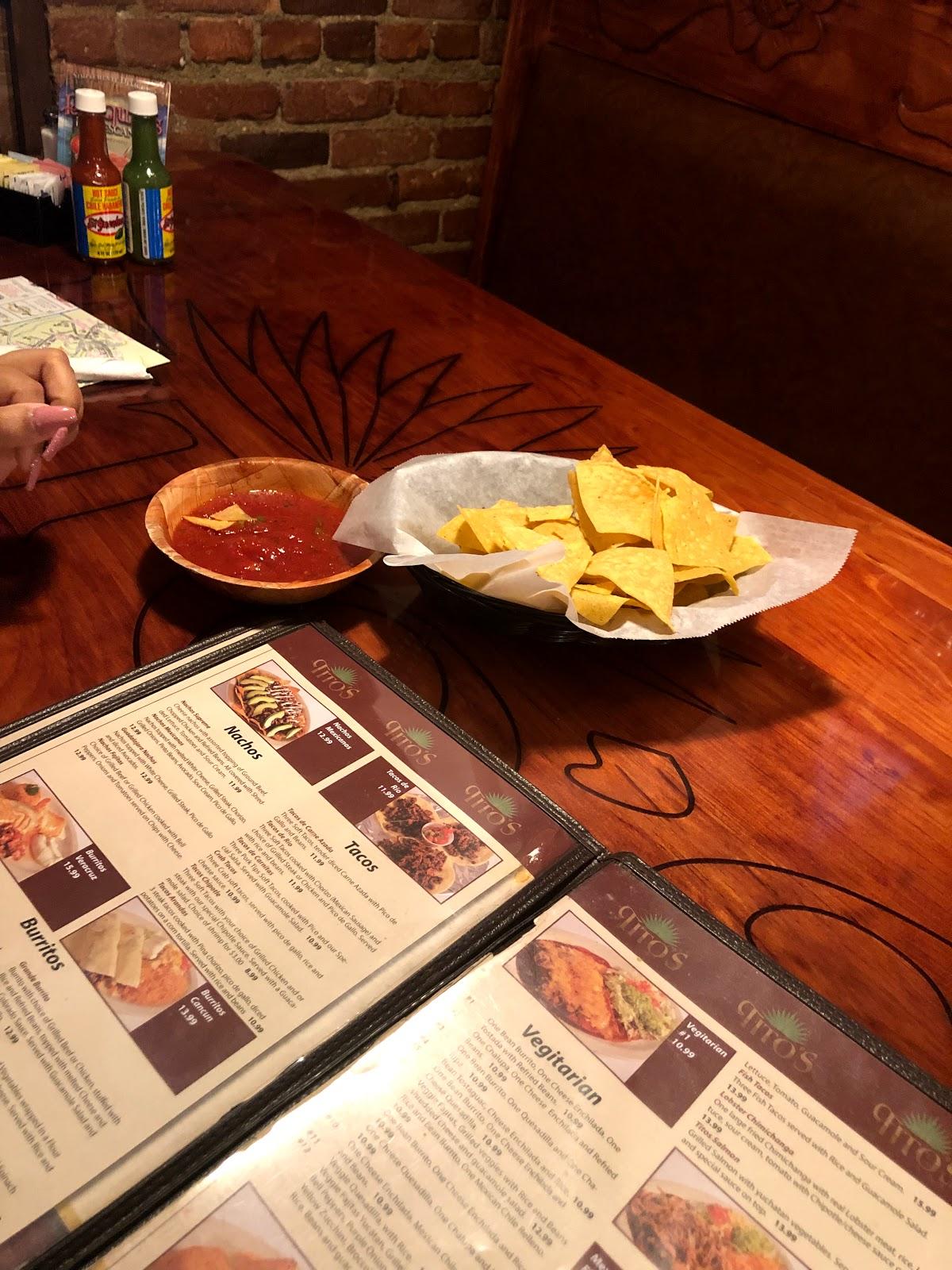 Carta de Tito's Mexican Bar & Grill, Pittsfield