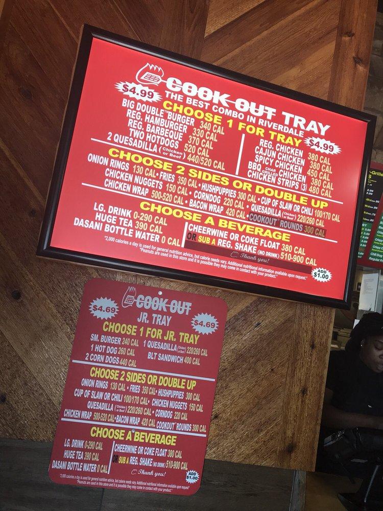 Menu at Cook Out fast food, Riverdale, GA-85