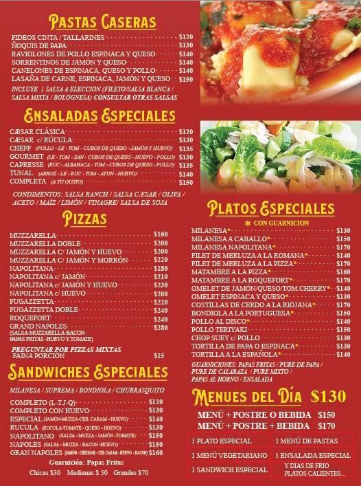 Menu at Napoles, parrilla & restaurante, Munro