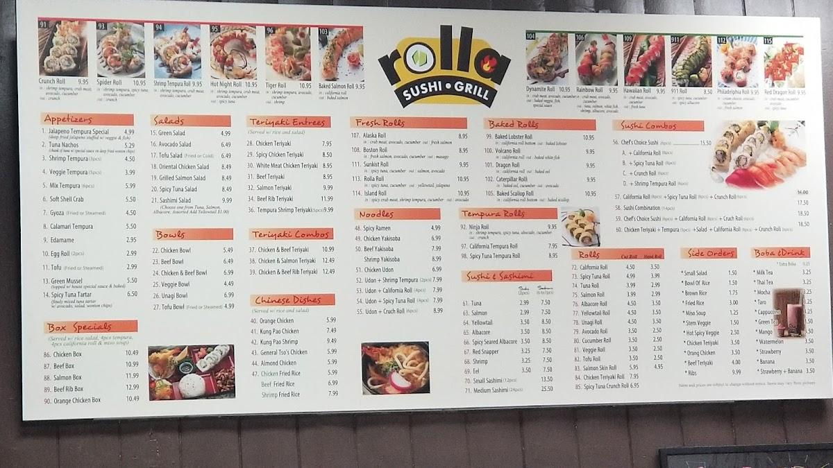 Menu at Rolla Sushi restaurant, Santa Clarita