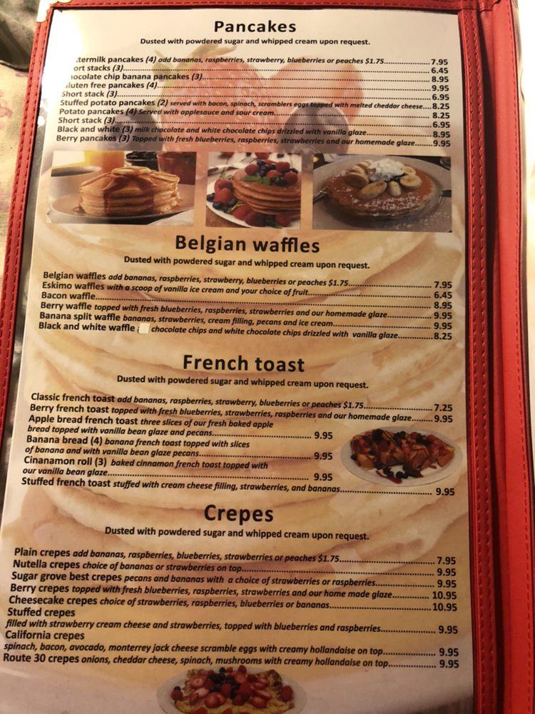 Menu at Sugar Grove Cafe, Sugar Grove, US-30
