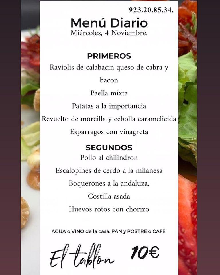 Menu at El Tablón Salamanca pizzeria, Carbajosa de la Sagrada