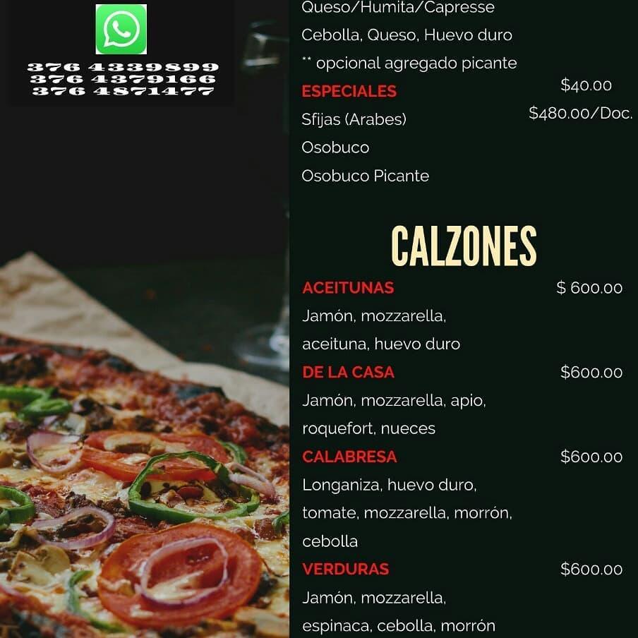 Carta del restaurante La Calzonetta Posadas, Posadas