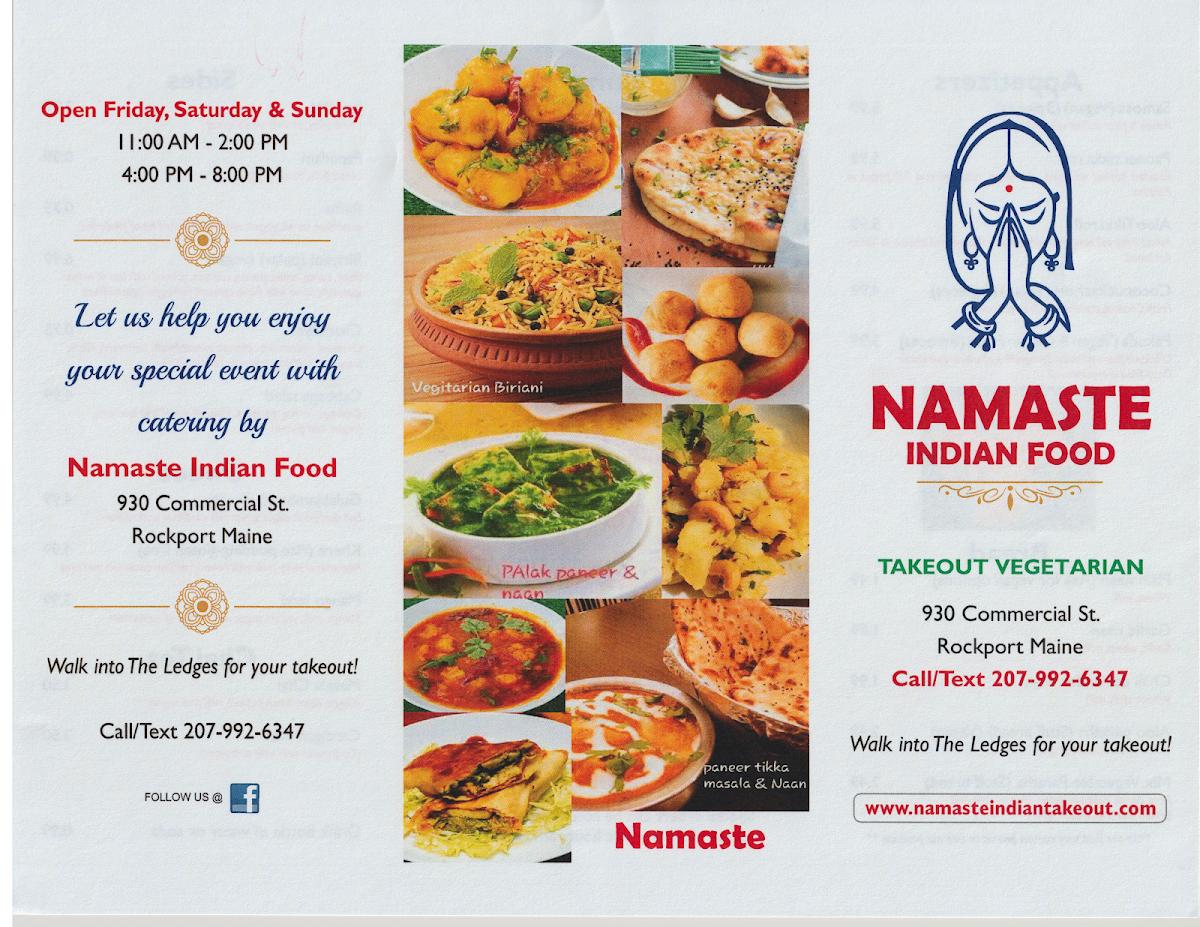 Menu at Namaste Indian Vegetarian Take Out Food restaurant, Rockport